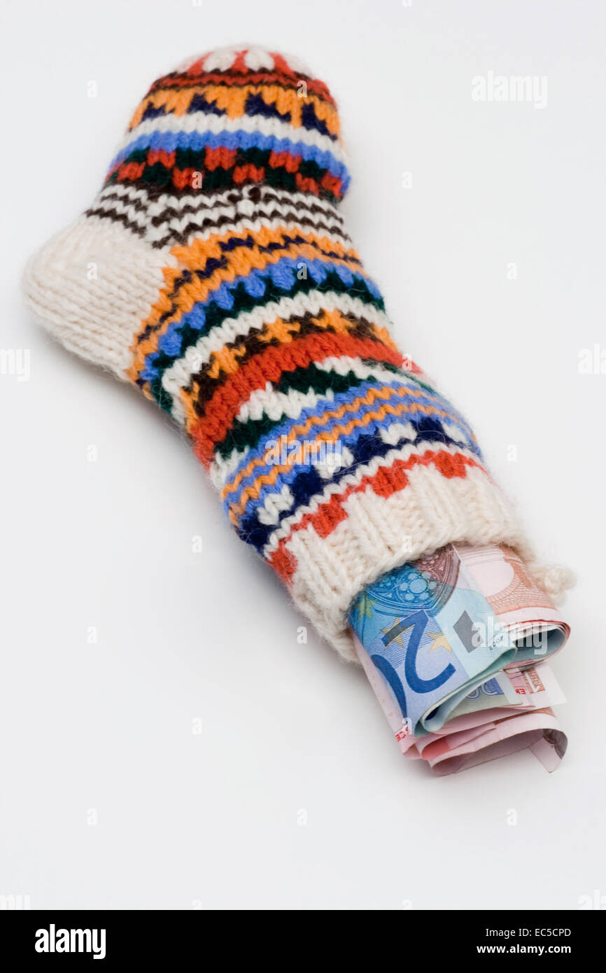 Hand knitted money sock hi-res stock photography and images - Alamy