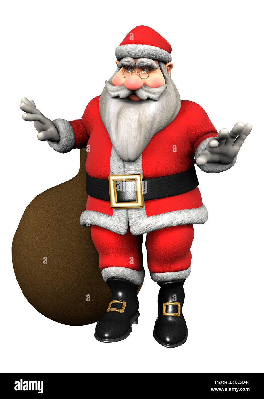 3D digital render of Santa with Christmas gifts isolated on white ...