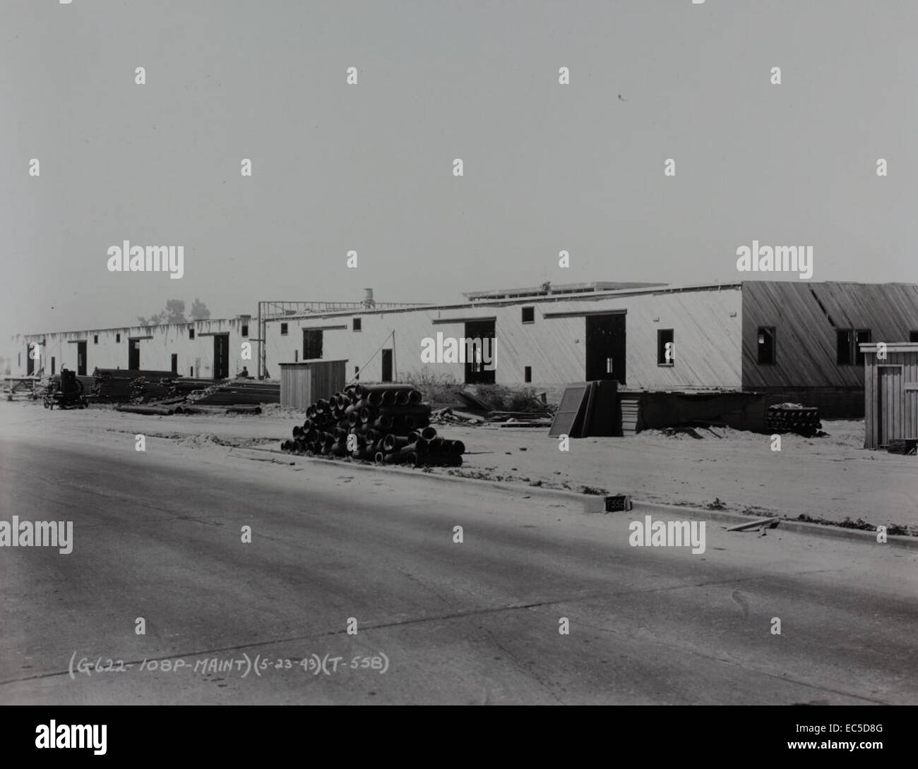This photograph captures the construction of San Bernardino Air Base ...