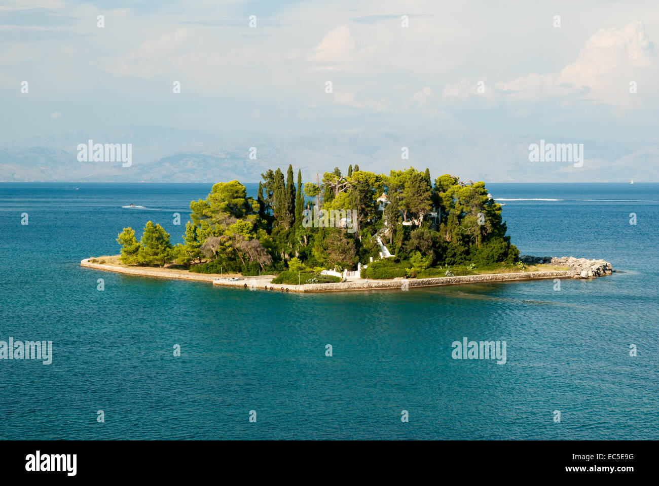 Mouse Island and the Vlacherna Monastery. Corfu Island, Greece Stock ...