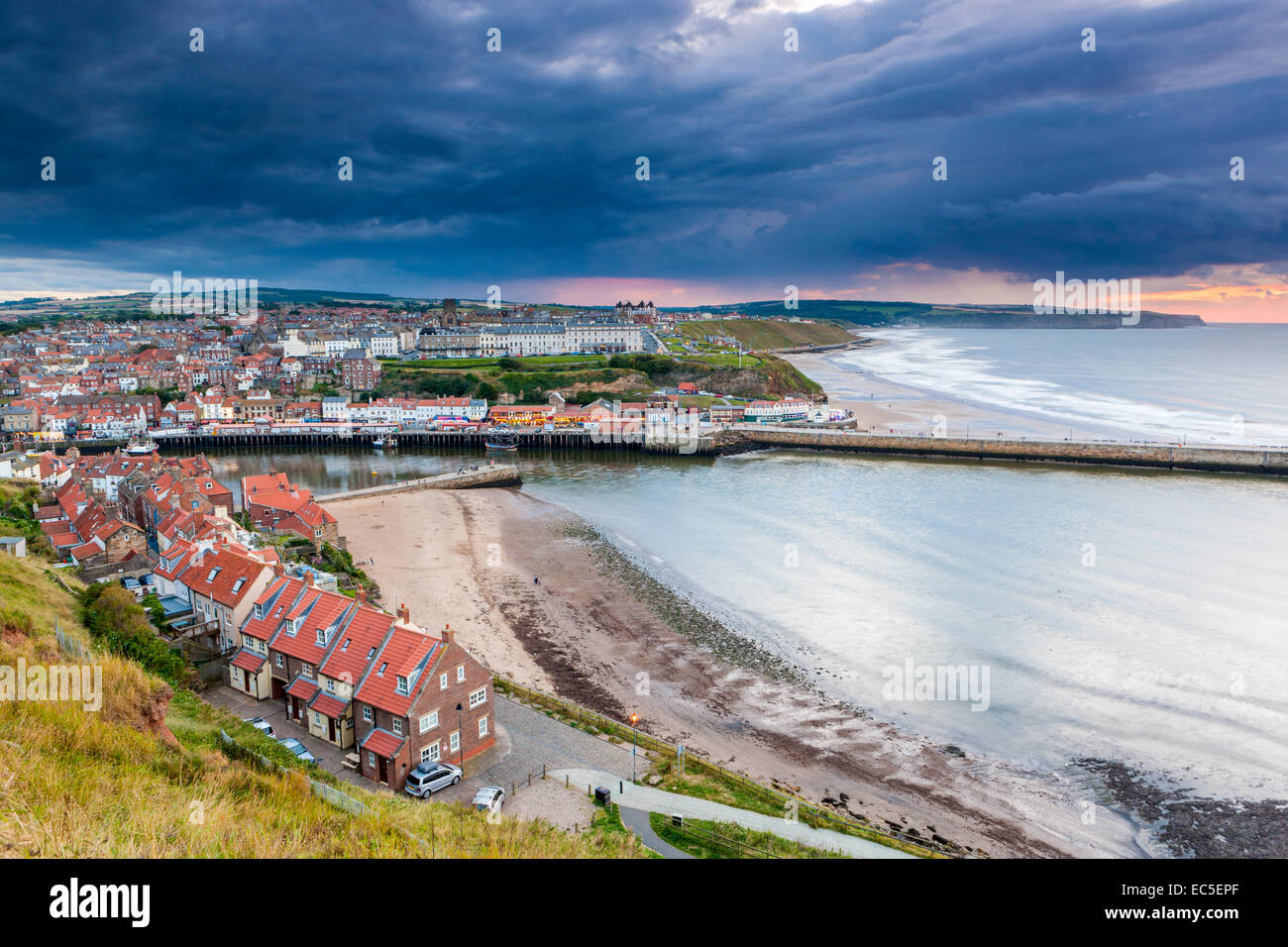 View of Whitby harbour and town, North Yorkshire, England, United ...