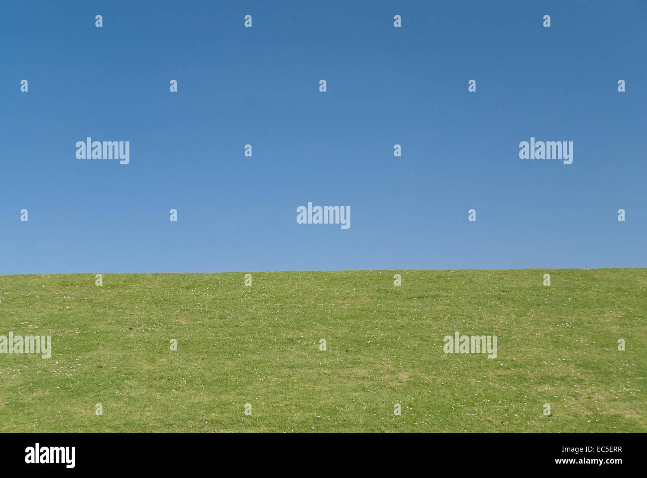 green dike and blue sky Stock Photo - Alamy