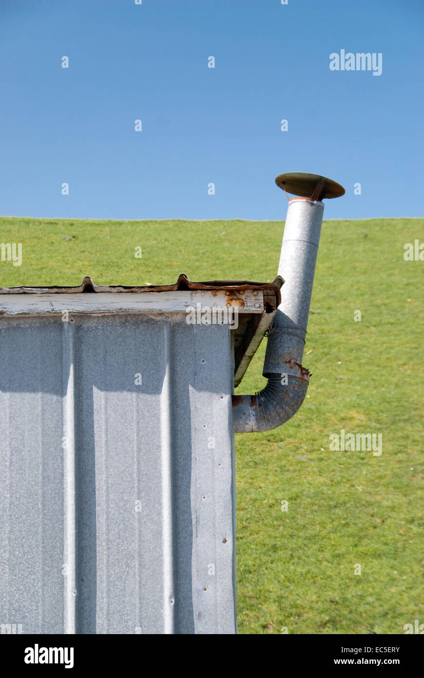 shed on a green dike Stock Photo - Alamy