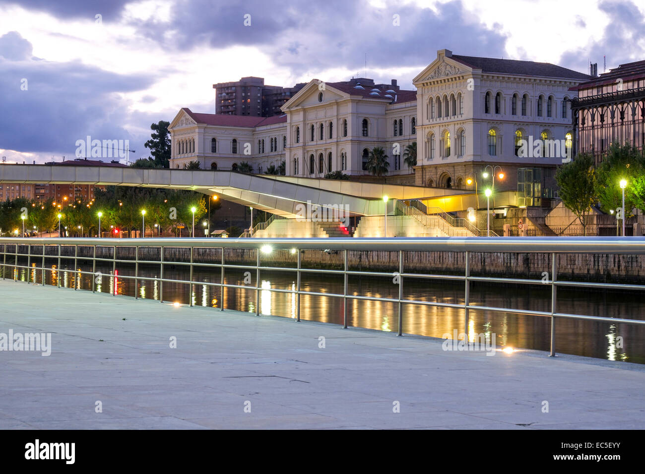 Deusto University building at Bilbao riverside. Biscay, Basque Country ...