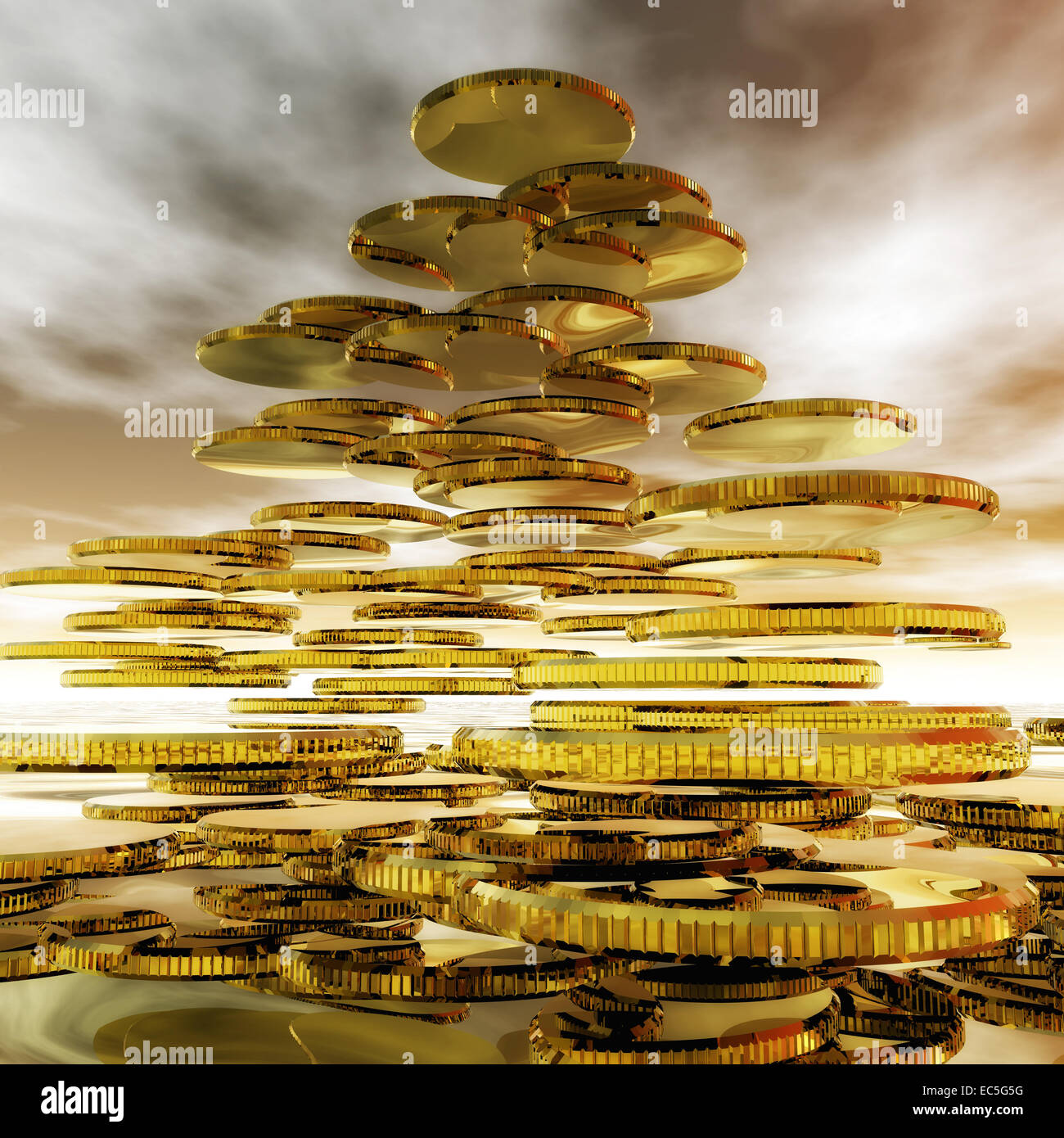 Digital visualization of gold coins Stock Photo - Alamy