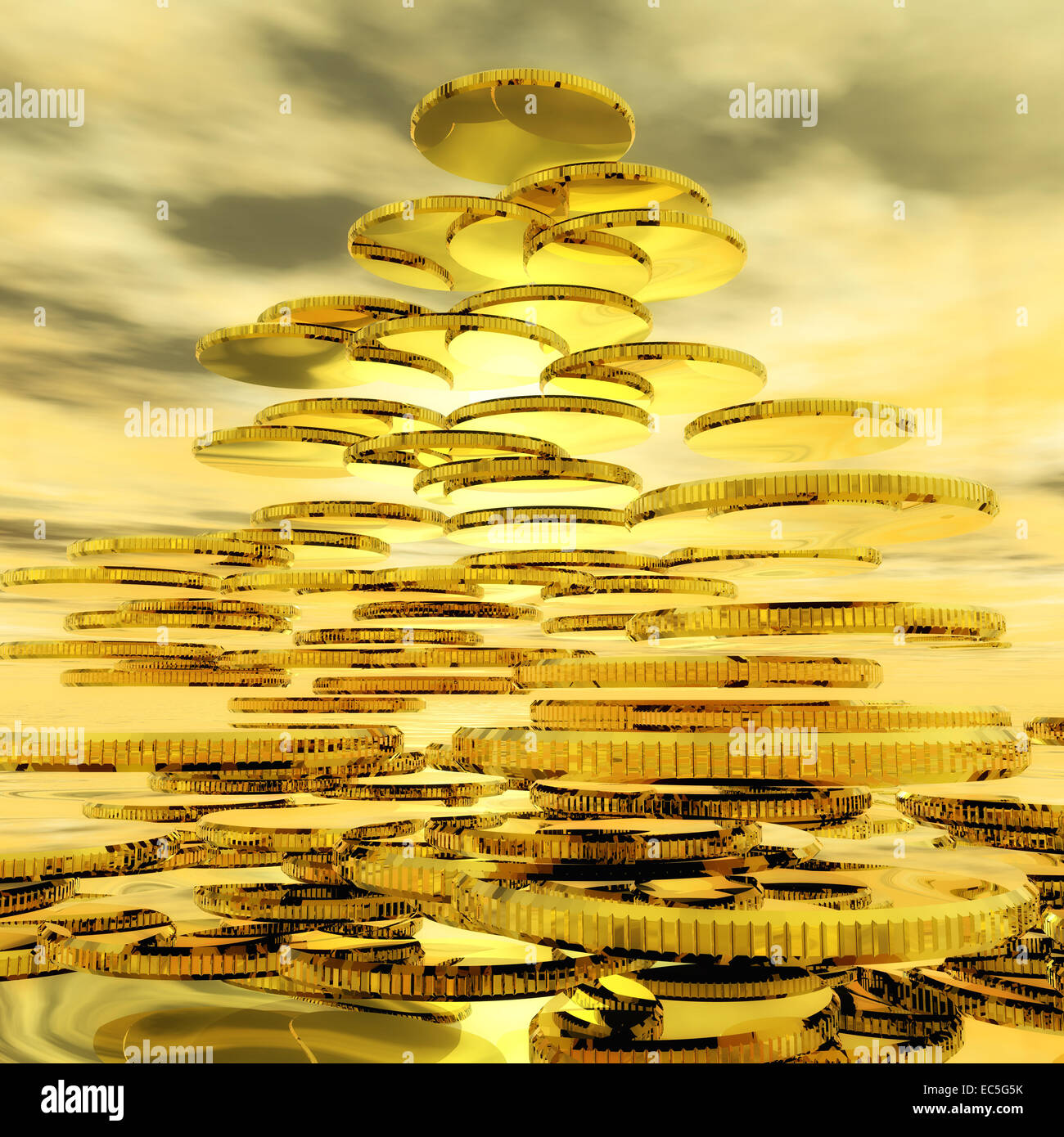 Digital visualization of gold coins Stock Photo - Alamy