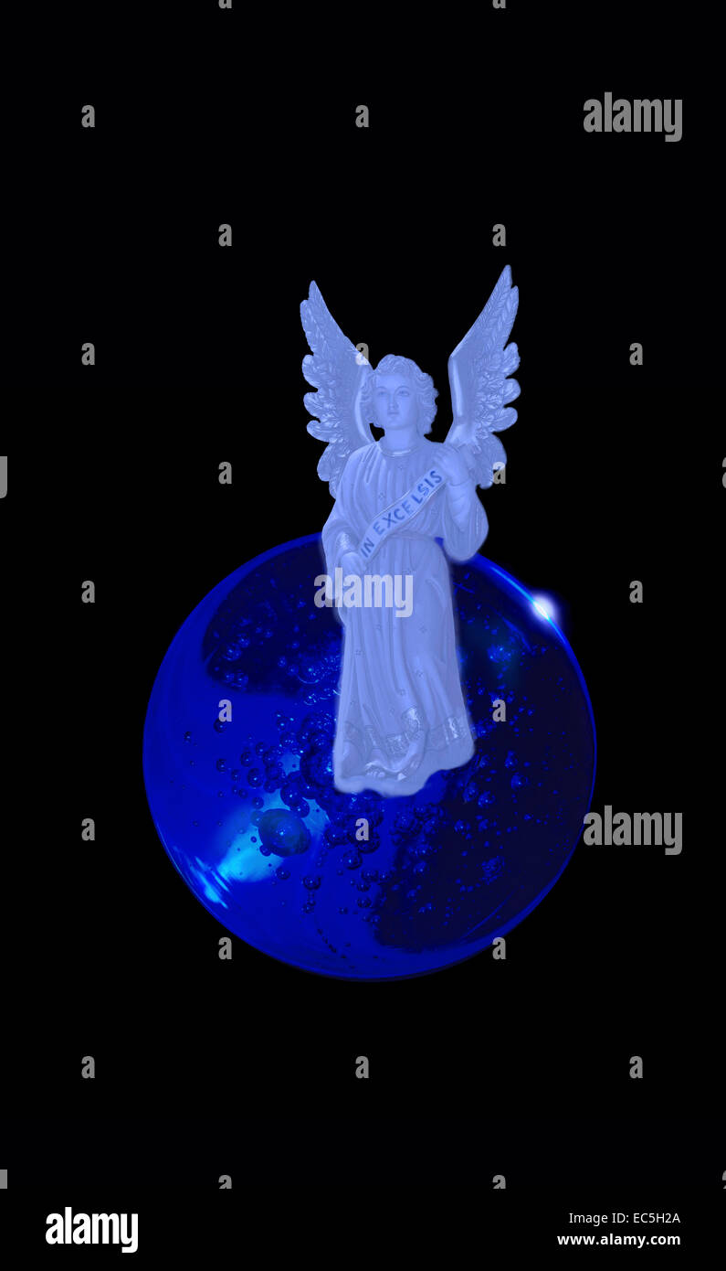 Angel in front of blue planet Stock Photo - Alamy
