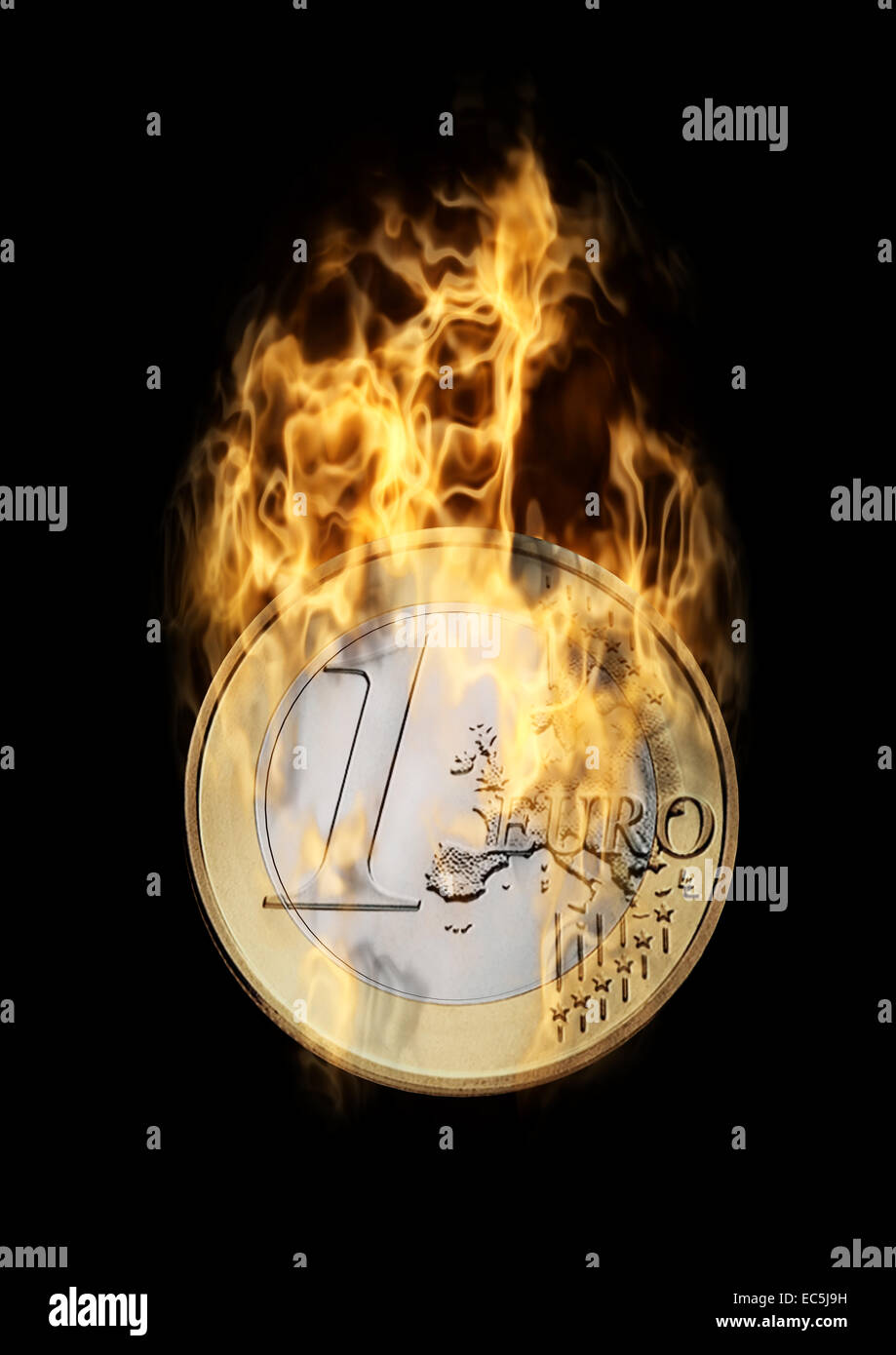 Digital Visualization of a burning Euro Stock Photo - Alamy