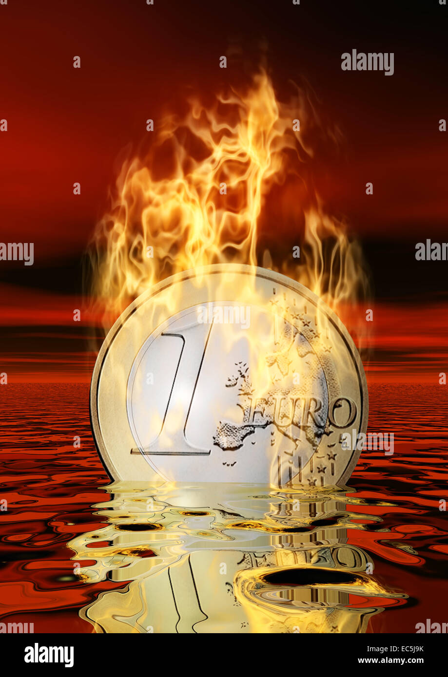 Digital Visualization of a burning Euro Stock Photo - Alamy