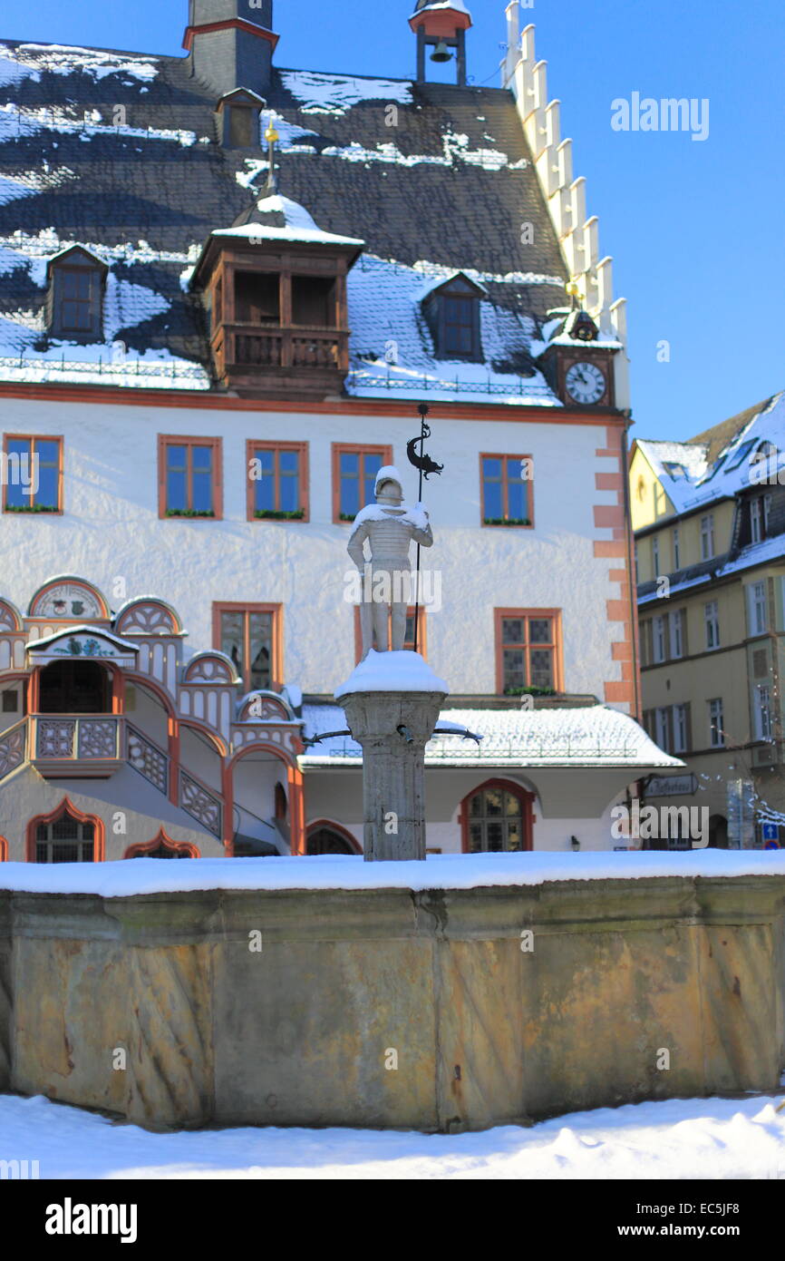 Market Fountain and Town Hall in Pössneck, Thuringia Stock Photo - Alamy