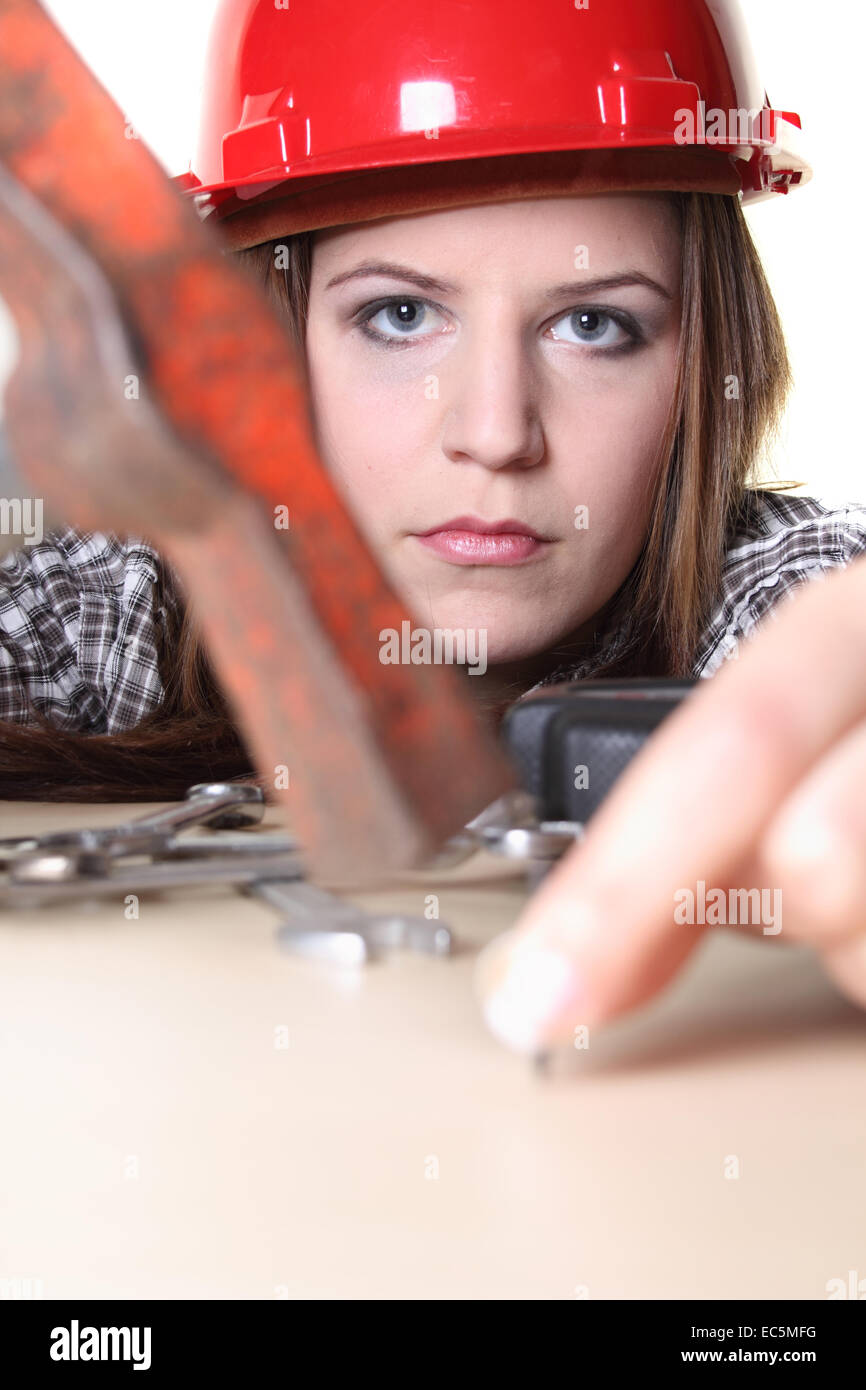 Woman tool tools female hi-res stock photography and images - Alamy
