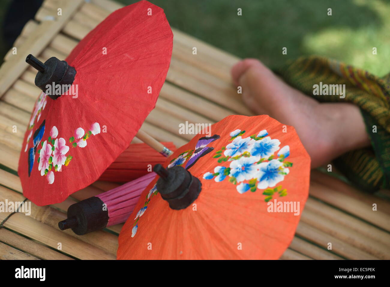 Handmade Thai decoration umbrellas Stock Photo - Alamy