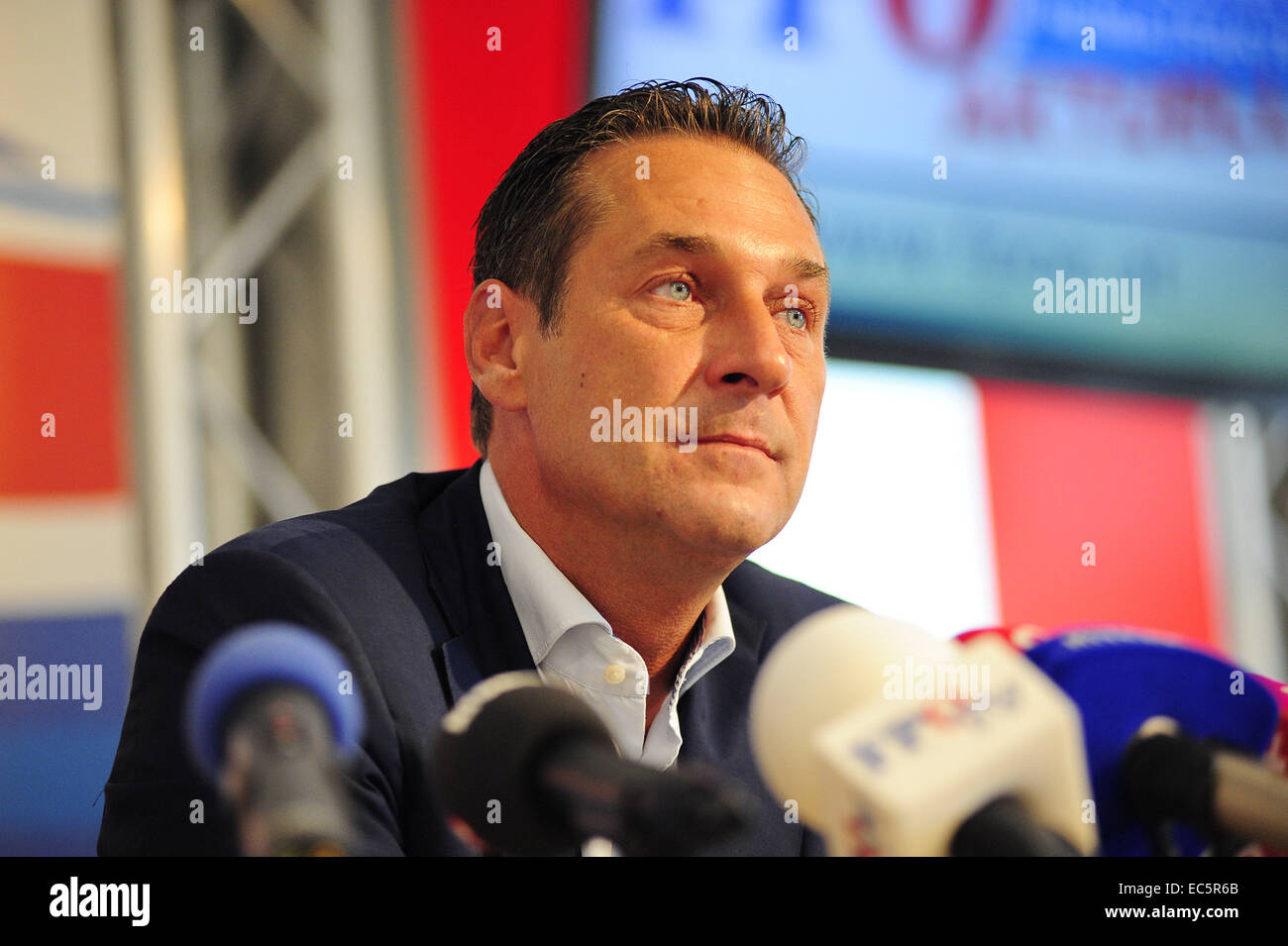 Press Conference with H.C. Strache. Party chairman of Freicheitlichen ...