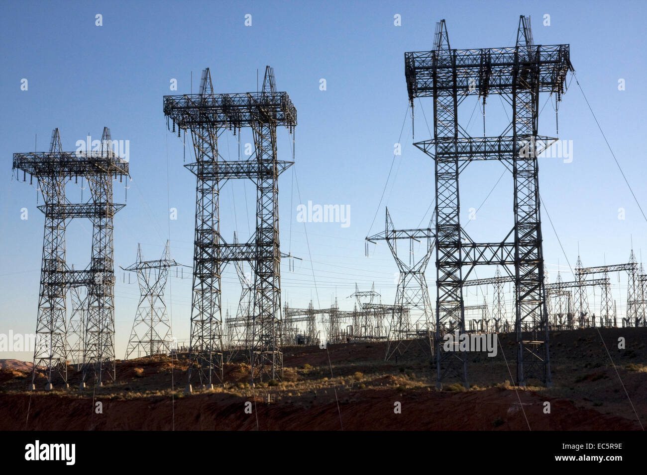 Power Poles at Glen Canyon Dam Stock Photo - Alamy