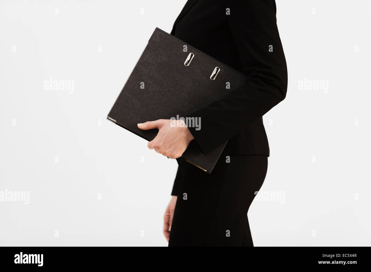 Woman with folders in her arms Document clerk worker business woman red ...