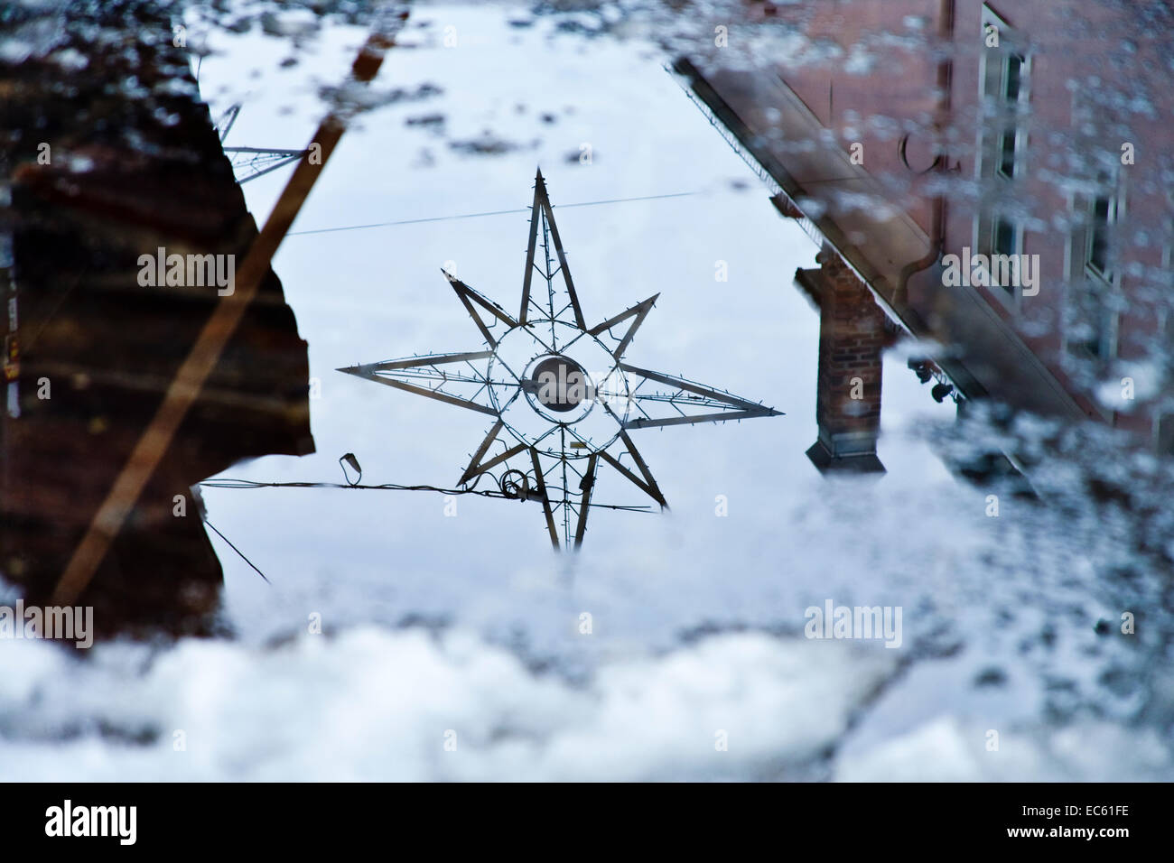 defrost water reflects the Christmas illumination Stock Photo - Alamy