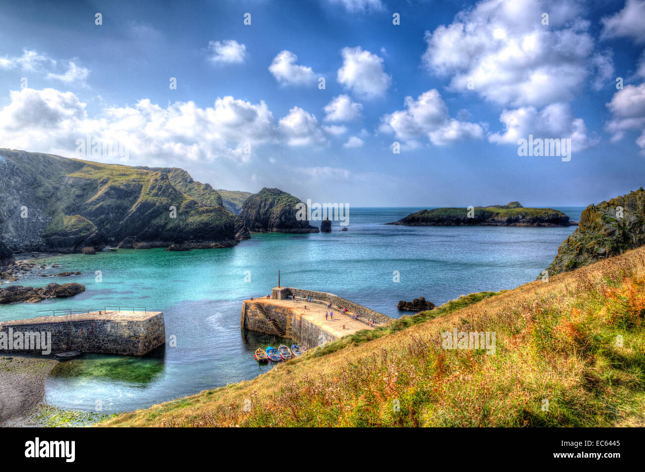 Mullion harbour Cornwall UK a cove on the Lizard peninsula near Helston ...