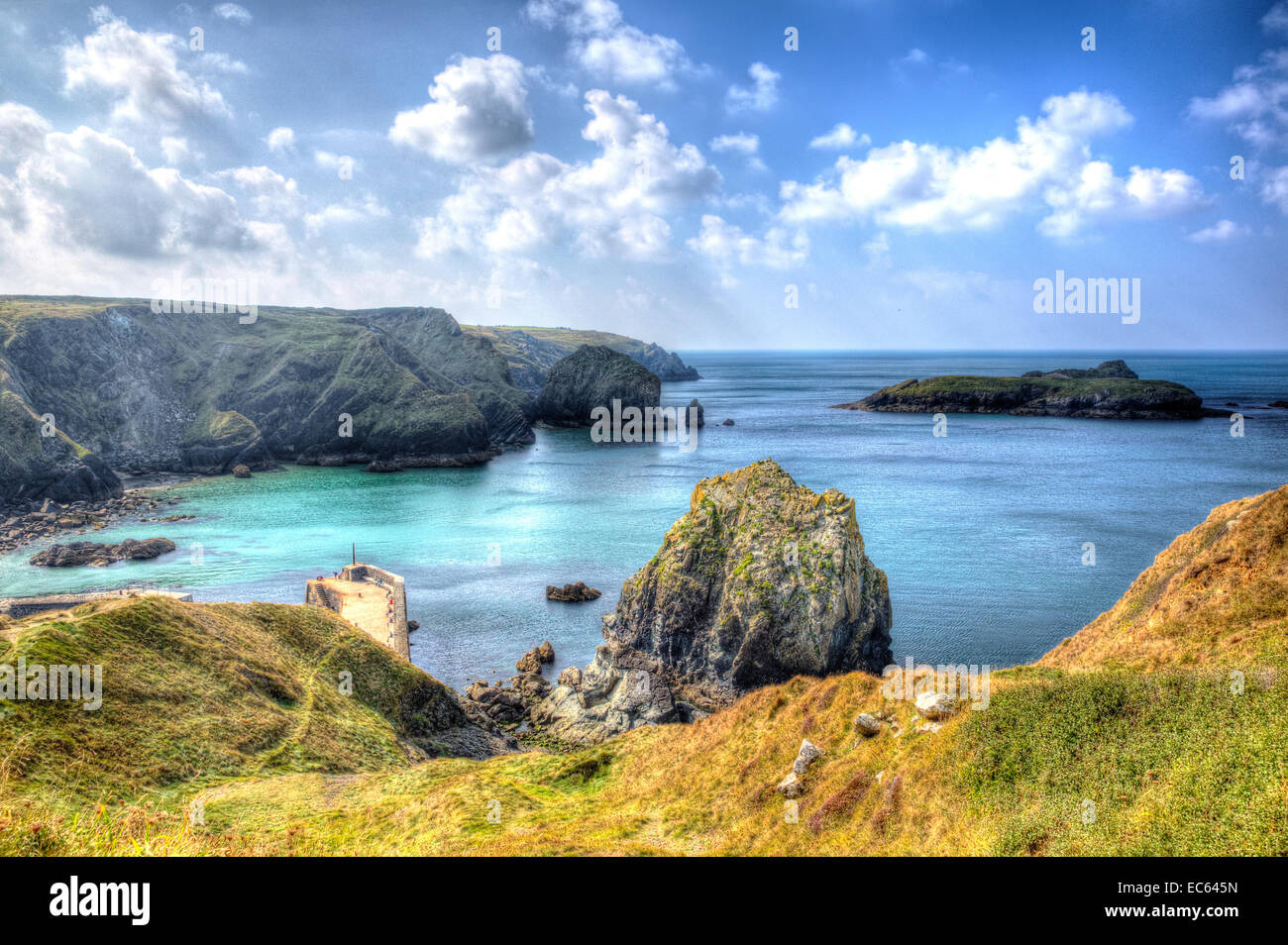 Mullion Cove Cornwall UK the Lizard peninsula Mounts Bay near Helston ...