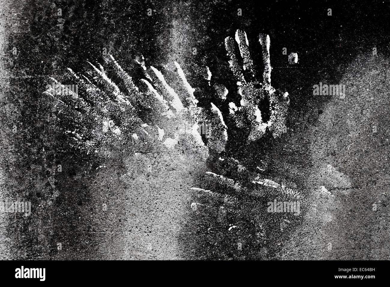 hand-prints-at-a-concrete-wall-stock-photo-alamy