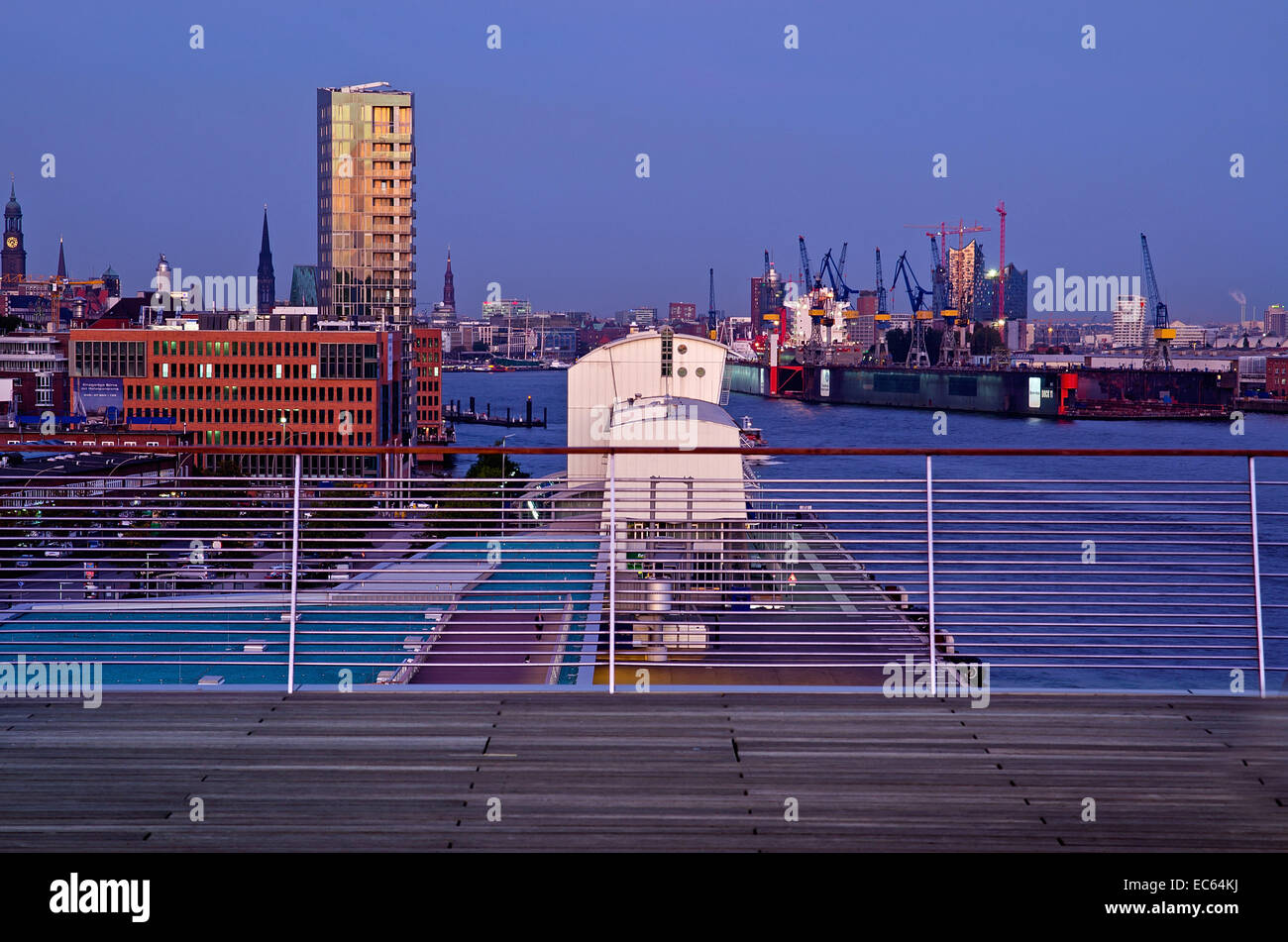 hamburg view, harbour, after sunset Stock Photo - Alamy