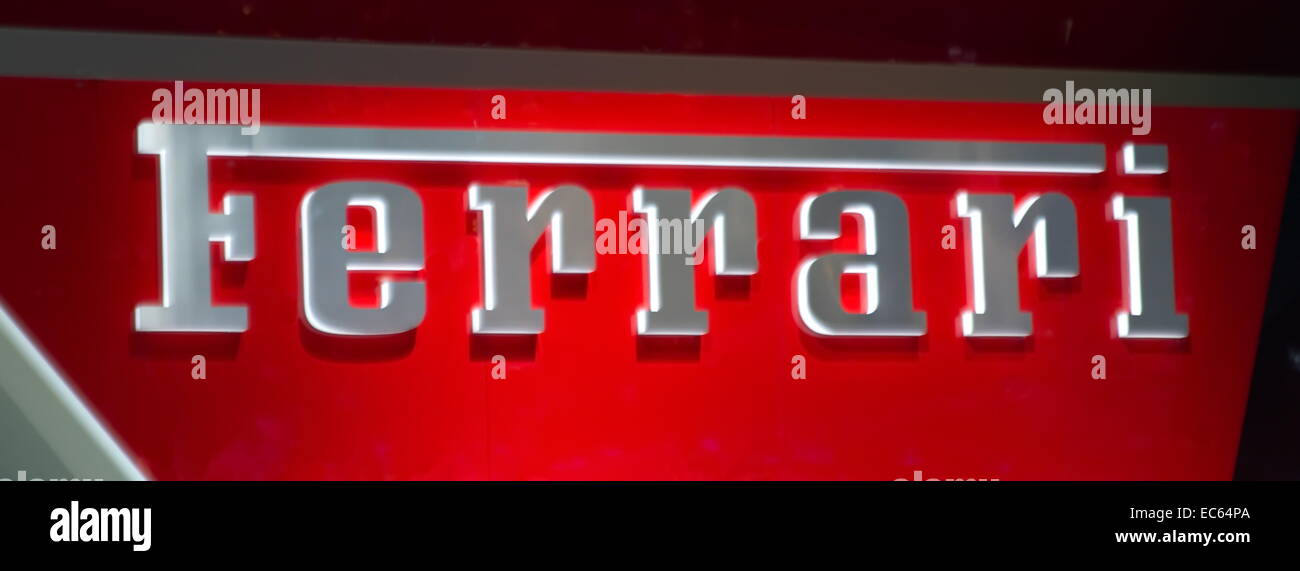 GENEVA - MARCH 13 : Ferrari name on display at the 84th International ...