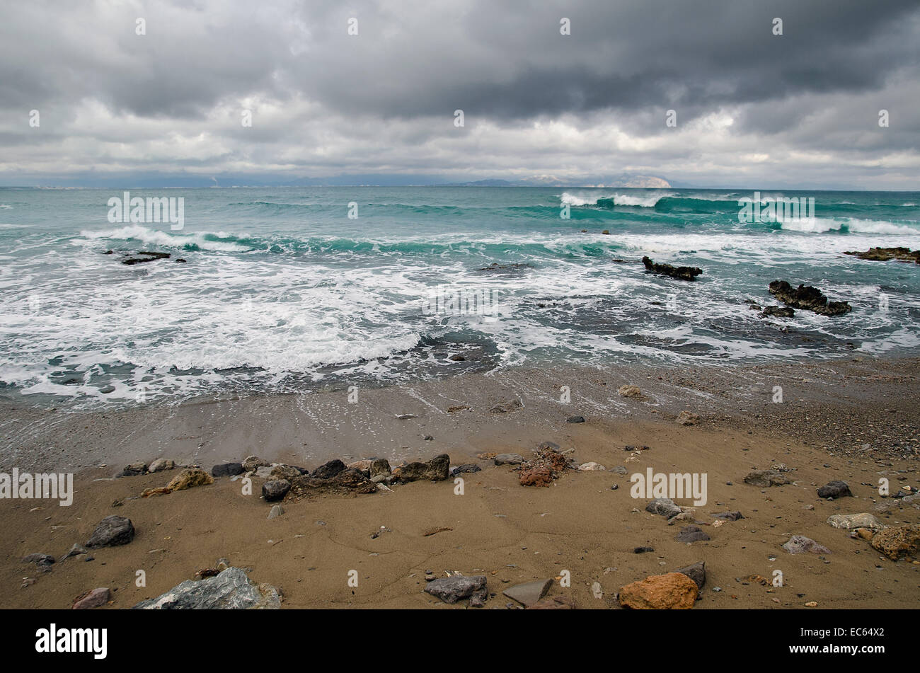 Beach in bad weather Stock Photo - Alamy