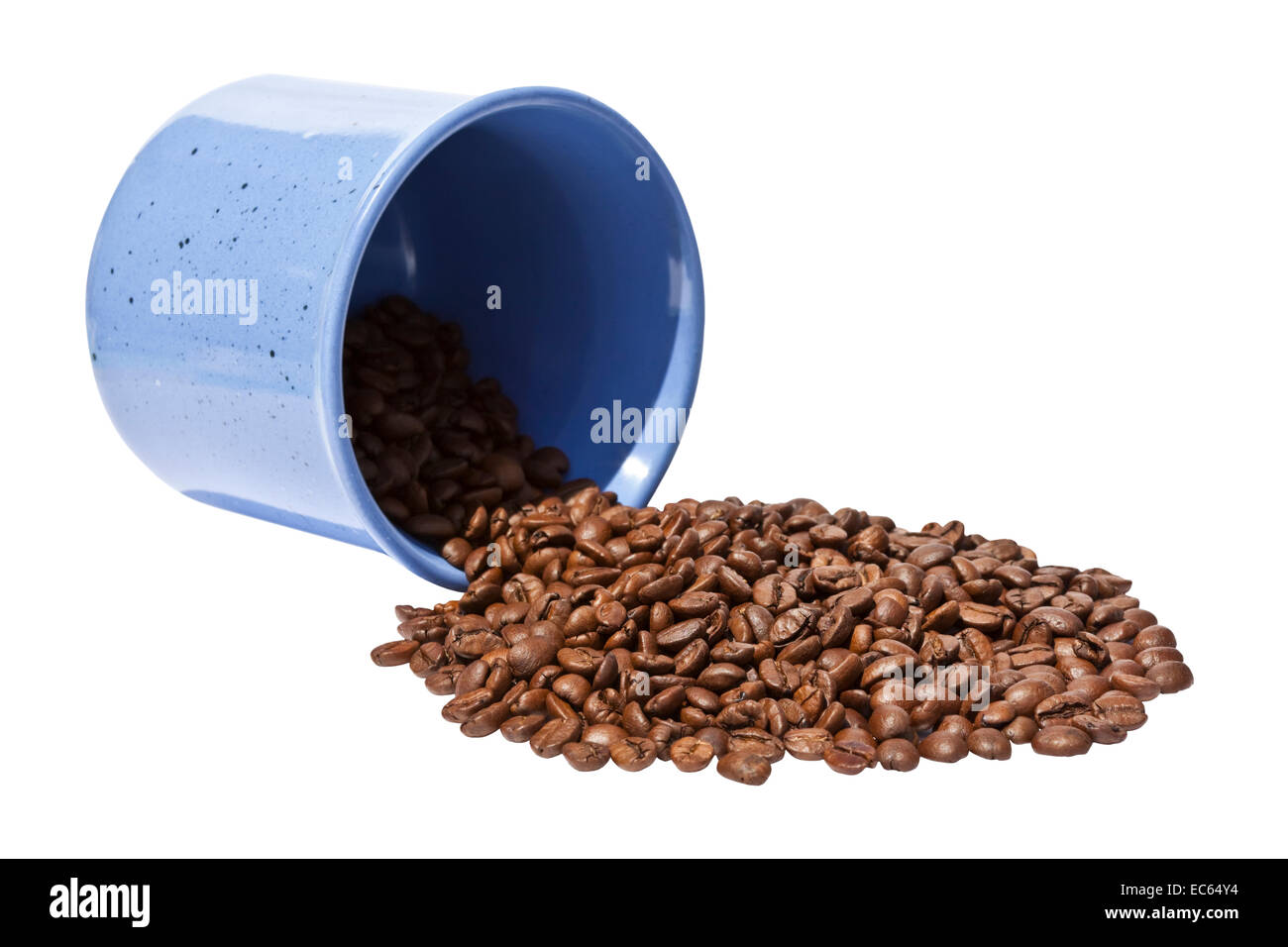 Overturned cup with coffee beans Stock Photo - Alamy