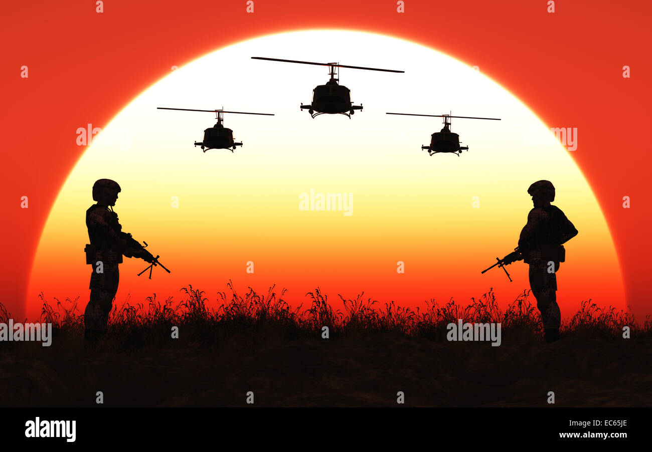 Soldier in the Sunset Stock Photo - Alamy