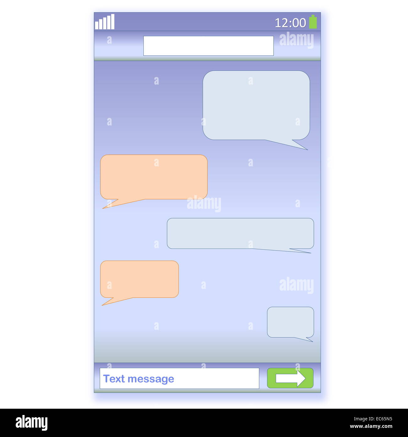 Screen of a mobile touch phone with sms chat on it in white background ... Screen of a mobile touch phone with sms chat on it in white background ...