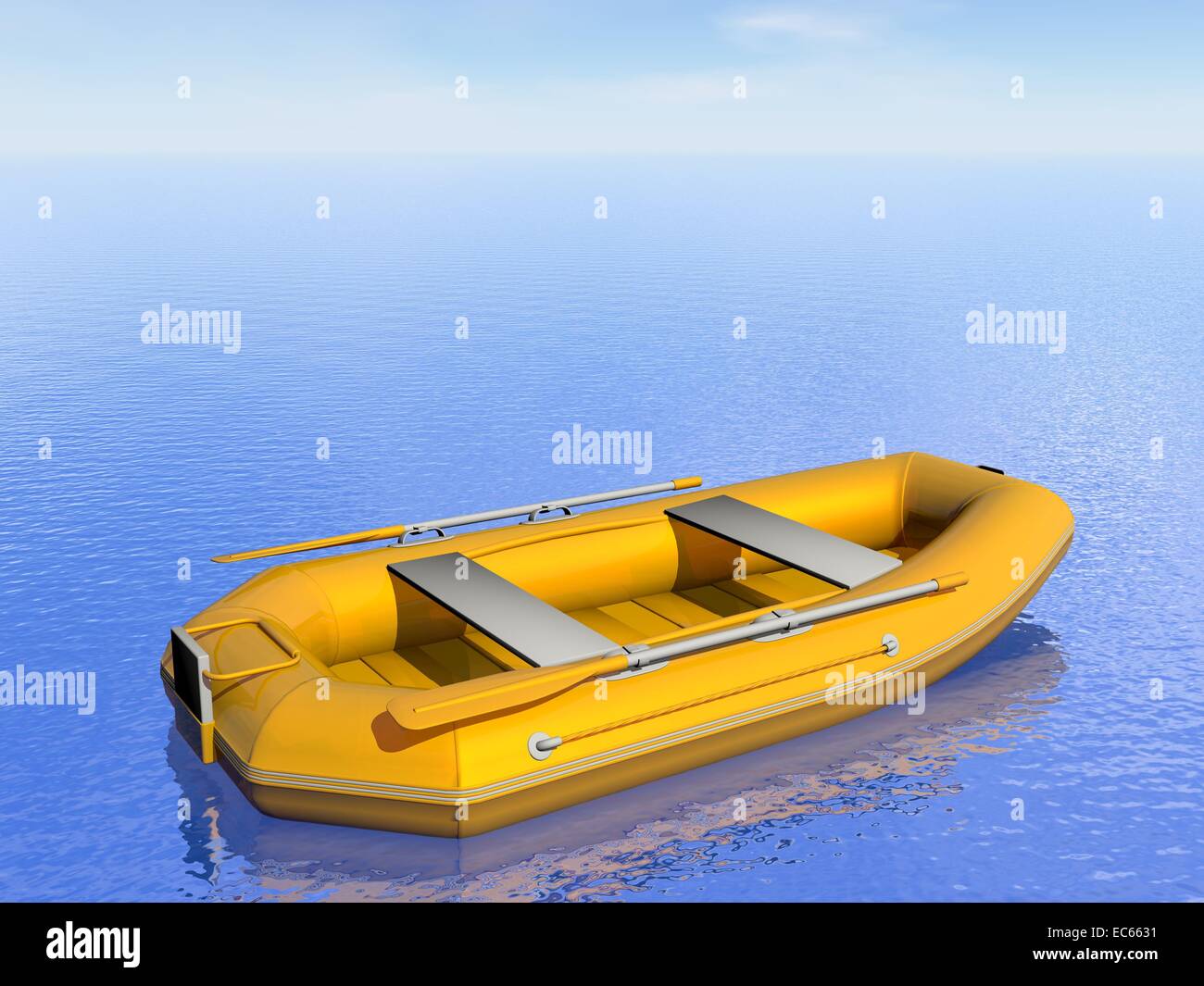 One yellow inflatable boat on the ocean by daylight Stock Photo - Alamy