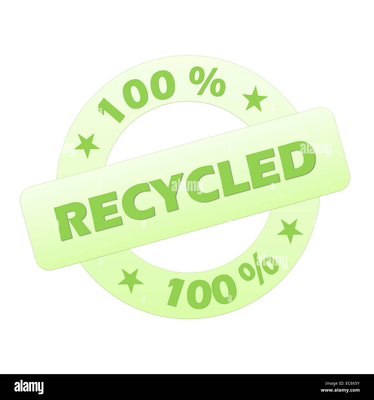 Green recycled stamp isolated in white background Stock Photo - Alamy