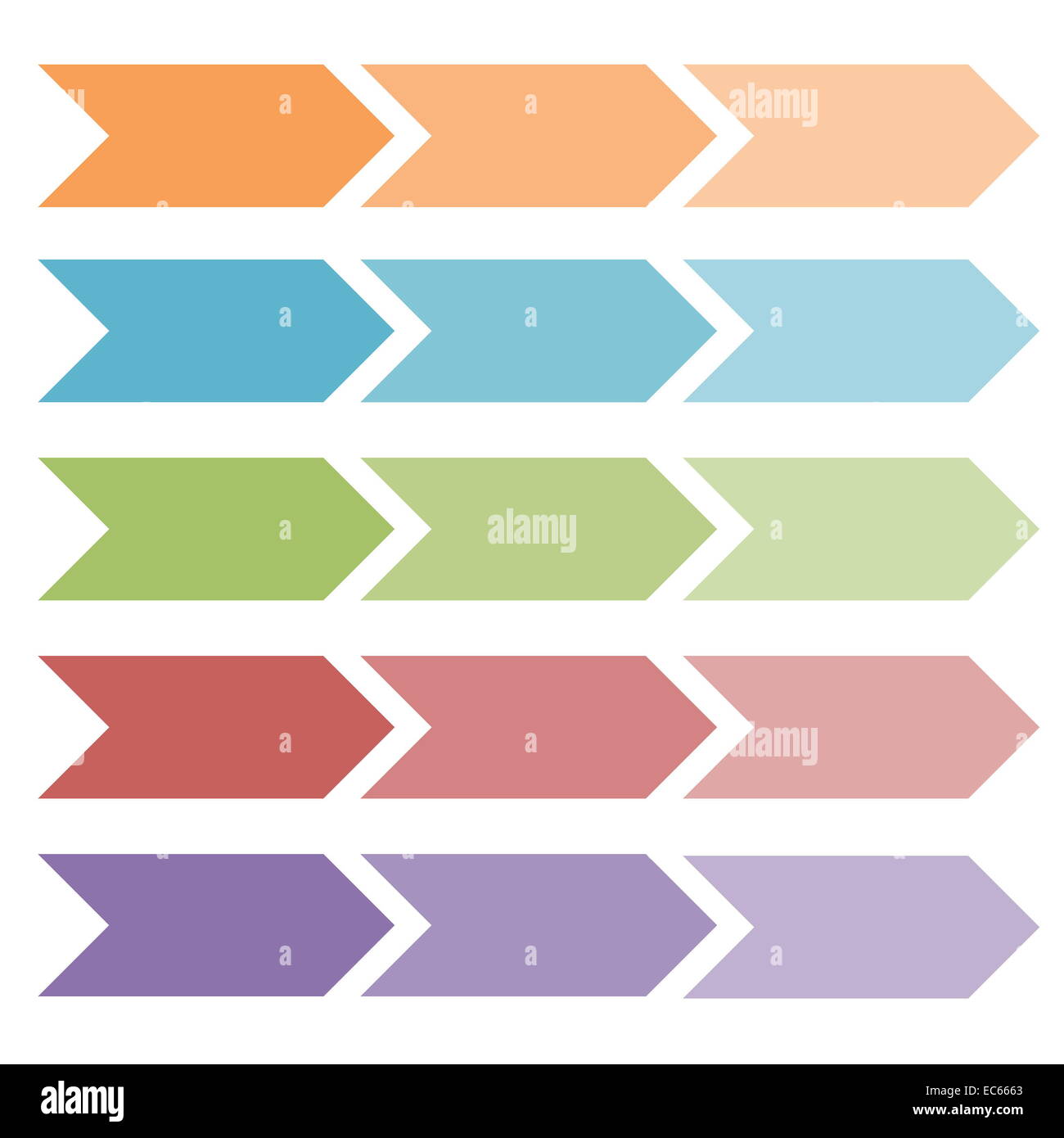 Five colorful arrow processes in white background Stock Photo - Alamy