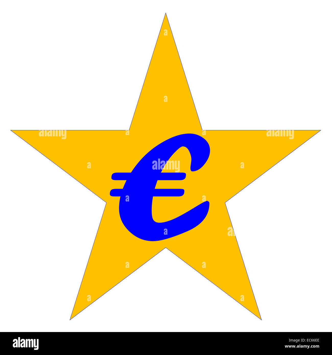 Blue euro symbol into yellow star in white background Stock Photo - Alamy