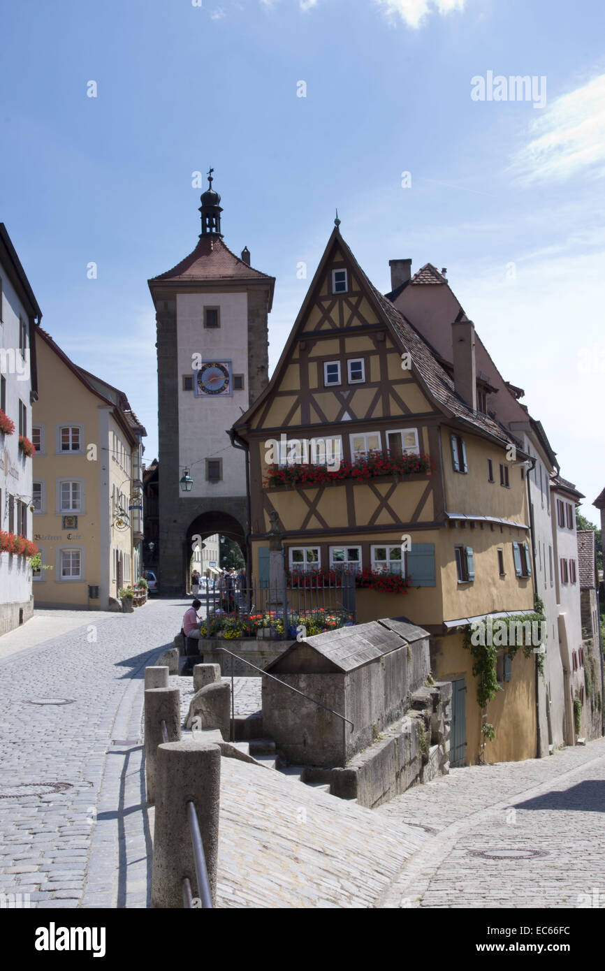 Ploenlein, Siebers Tower, Rothenburg ob der Tauber, district Ansbach ...