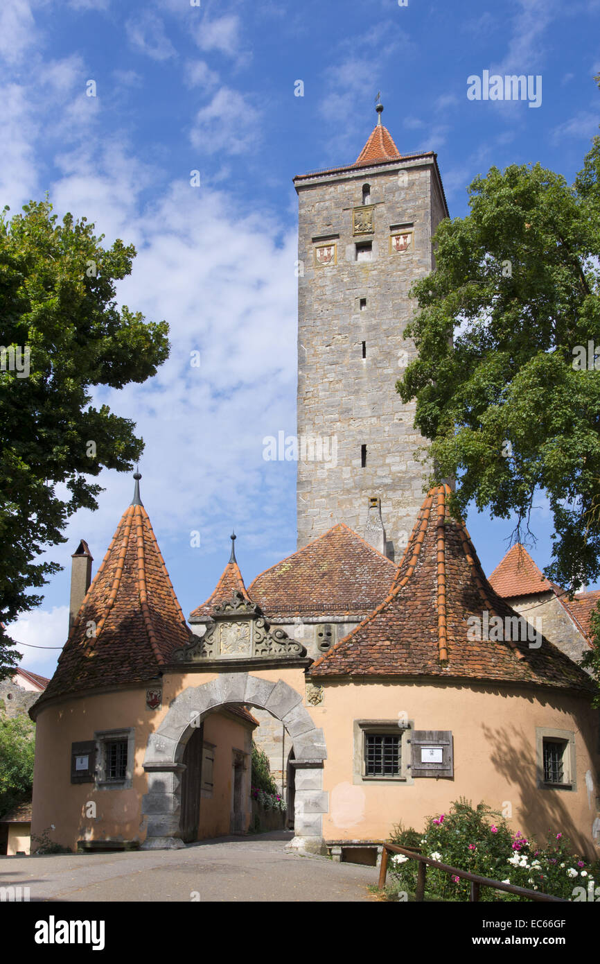 The Castle Gate, Rothenburg ob der Tauber, district Ansbach, Franconia ...