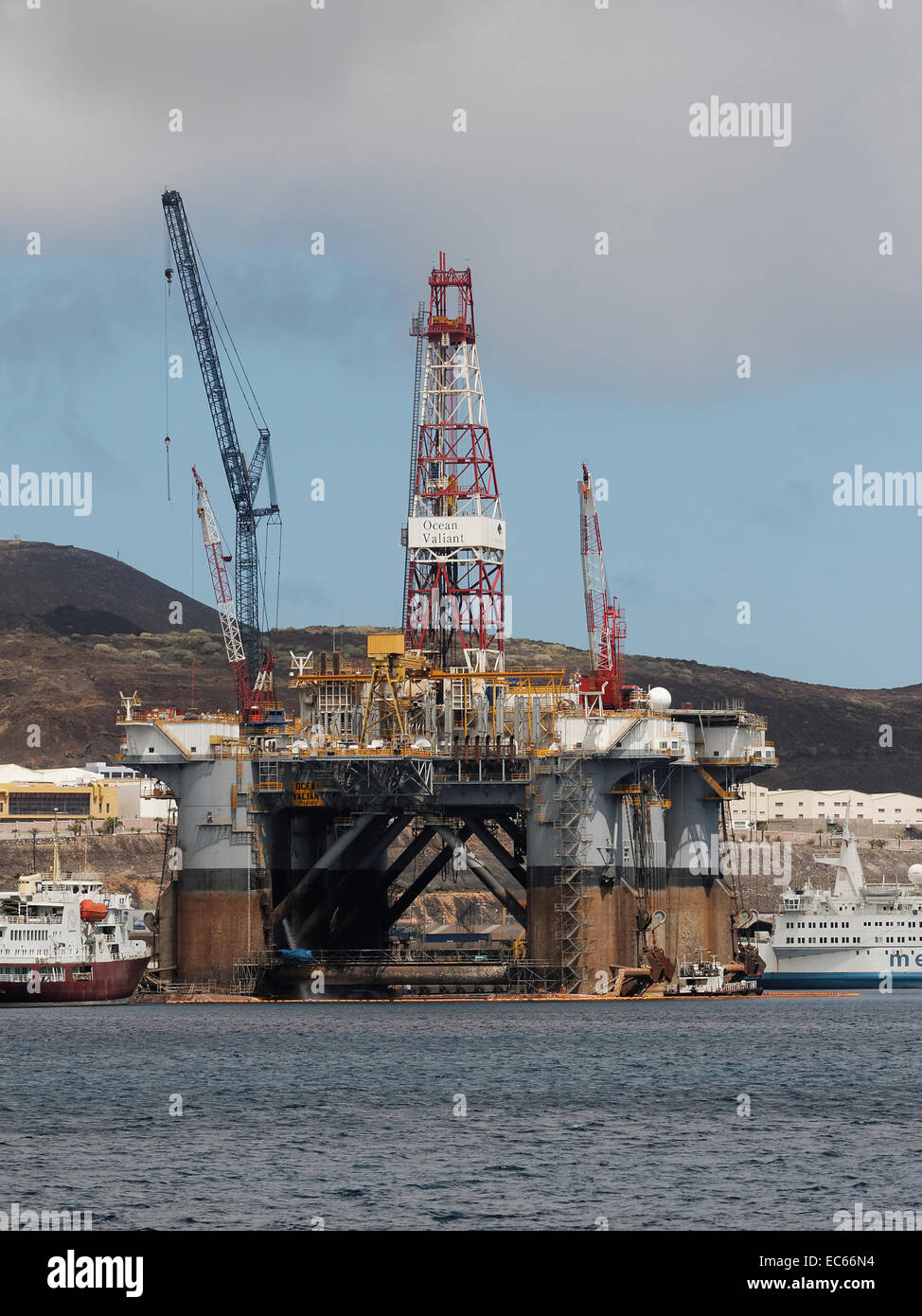 The oil rig, Ocean Valiant after its 15 million Euros refit, in the ...