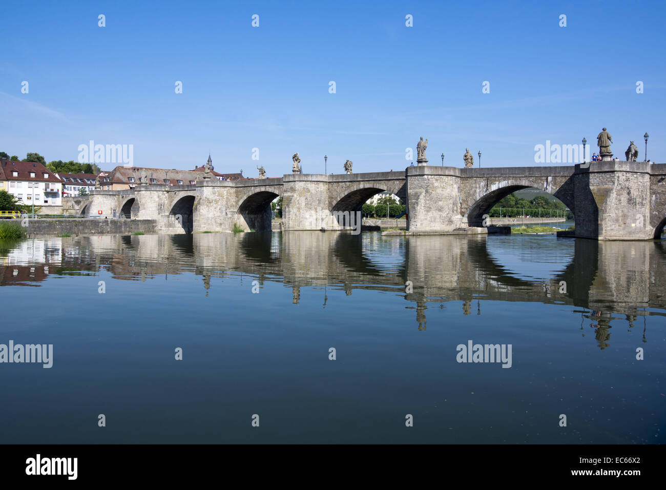 Old Main bridge, Alte Mainbruecke, Wuerzburg, Franconia, Bavaria ...