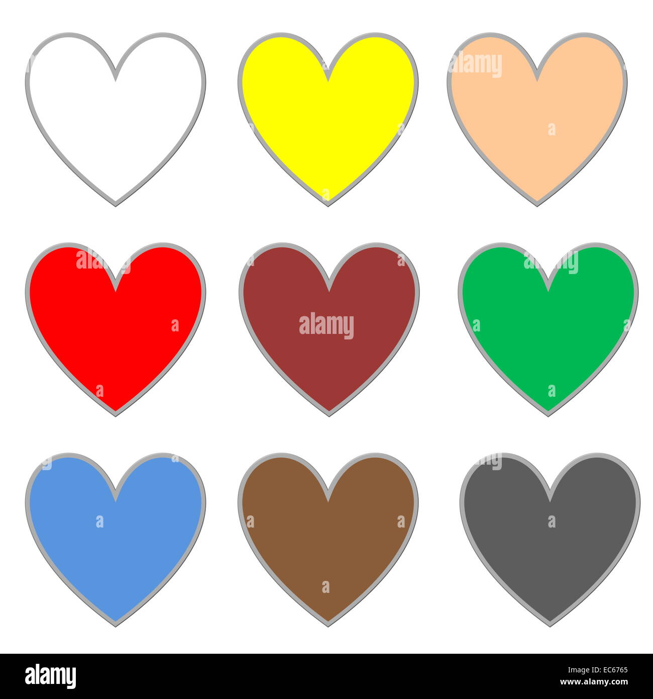 Set of small colorful hearts in white background Stock Photo - Alamy