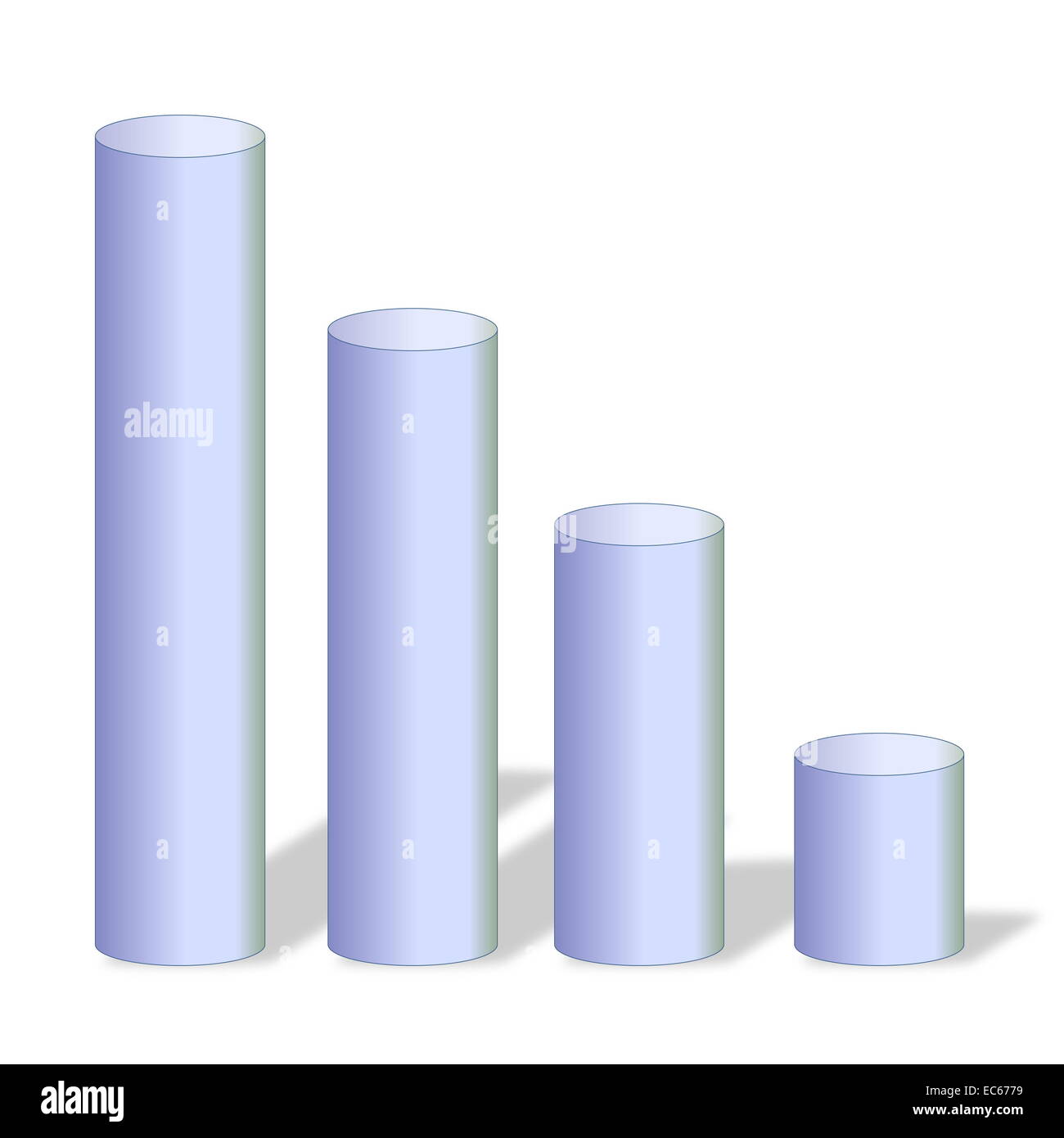 Four grey cylinders big to small in a white background Stock Photo - Alamy