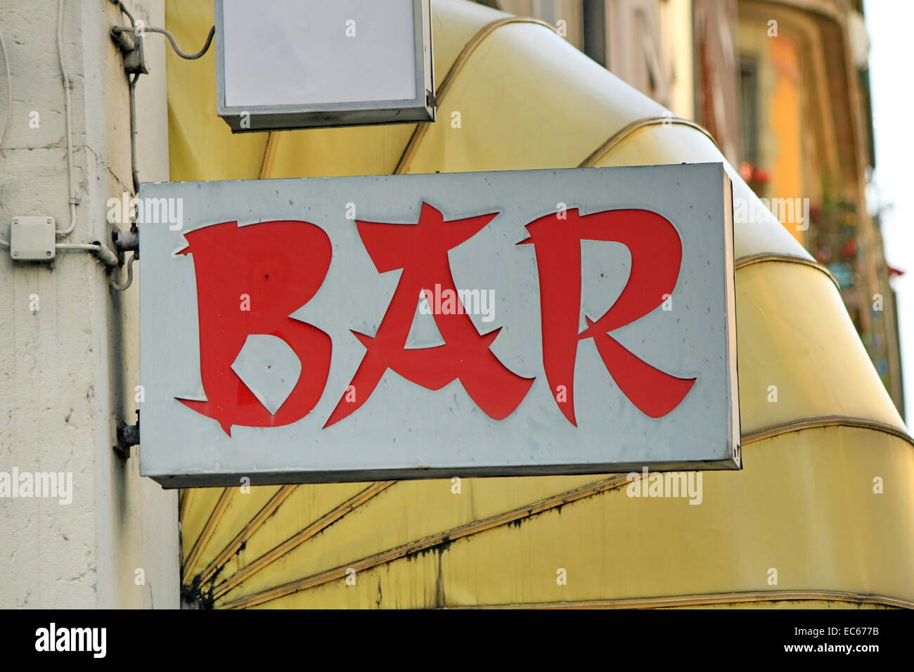 Red chinese style bar sign in the street Stock Photo - Alamy