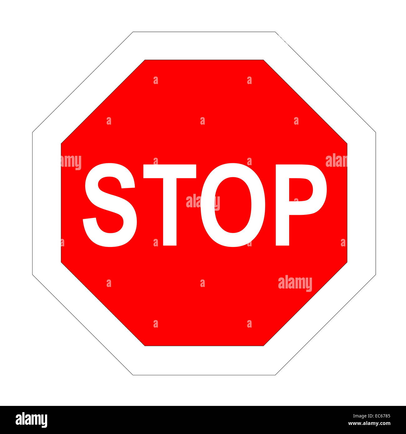 Big stop road sign isolated in white background Stock Photo - Alamy