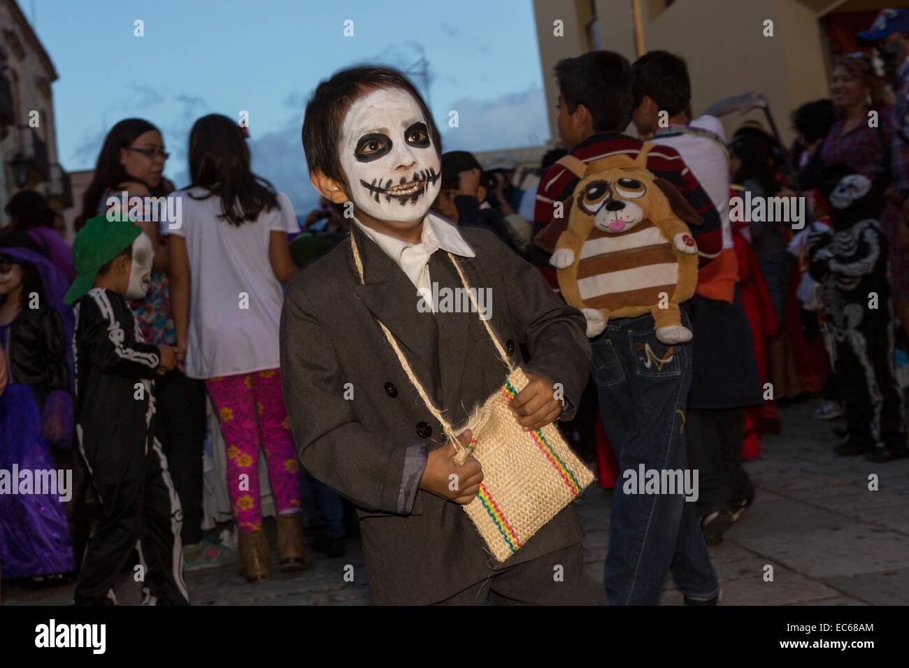 A young boy dressed as a skeleton during the Day of the Dead Festival ...
