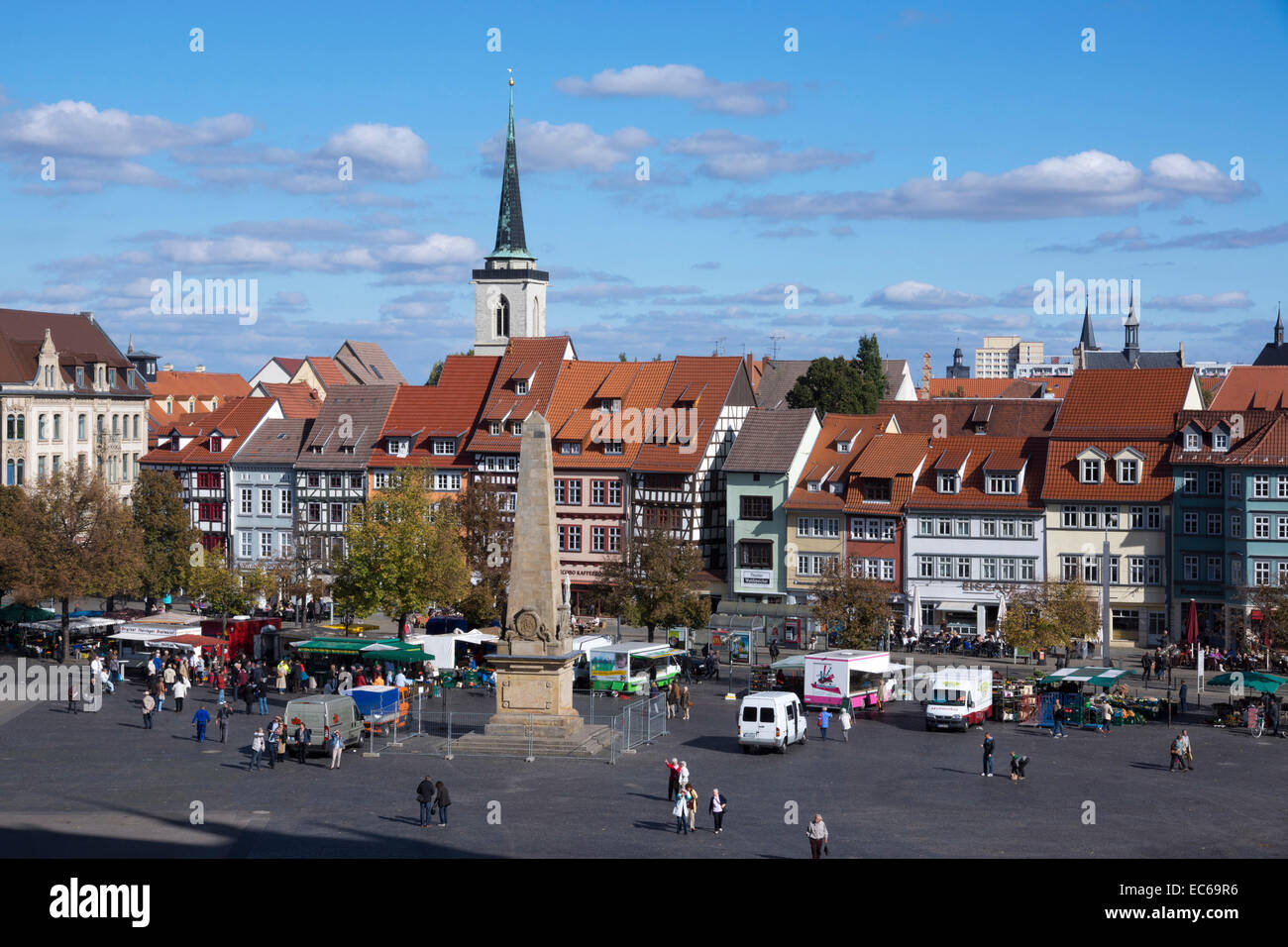 Domplatz square with obelisk, Erfurt, Thuringia, Germany, Europe Stock ...