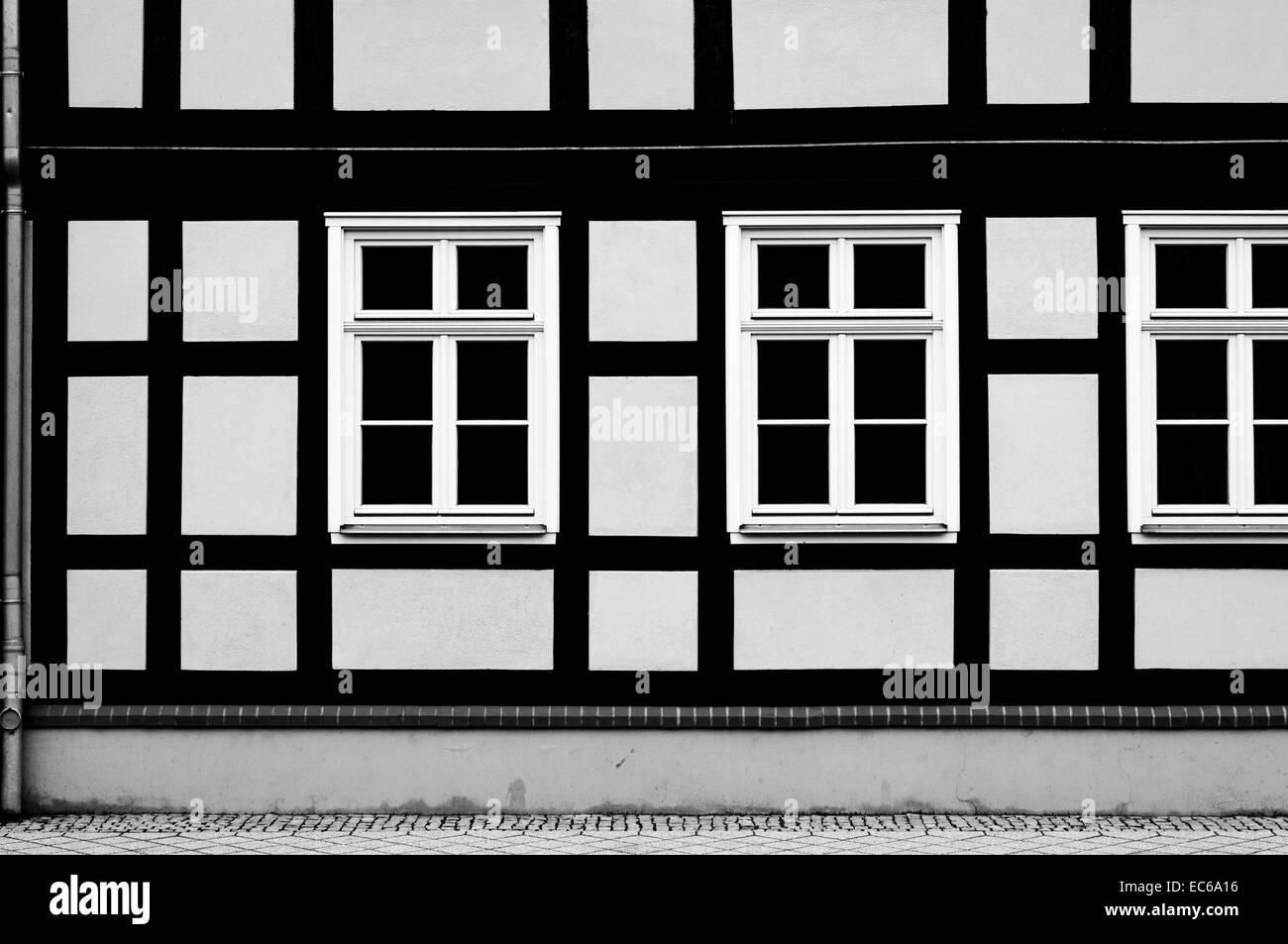 White half timbered houses Black and White Stock Photos & Images - Alamy