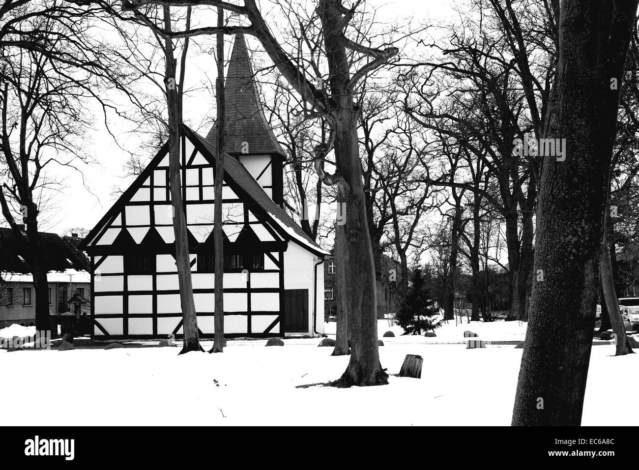 Half timbered house place Black and White Stock Photos & Images - Alamy