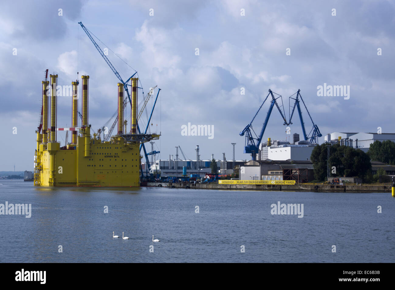 Offshore platform Borwin Beta in the harbor of Warnemuende Hanseatic ...
