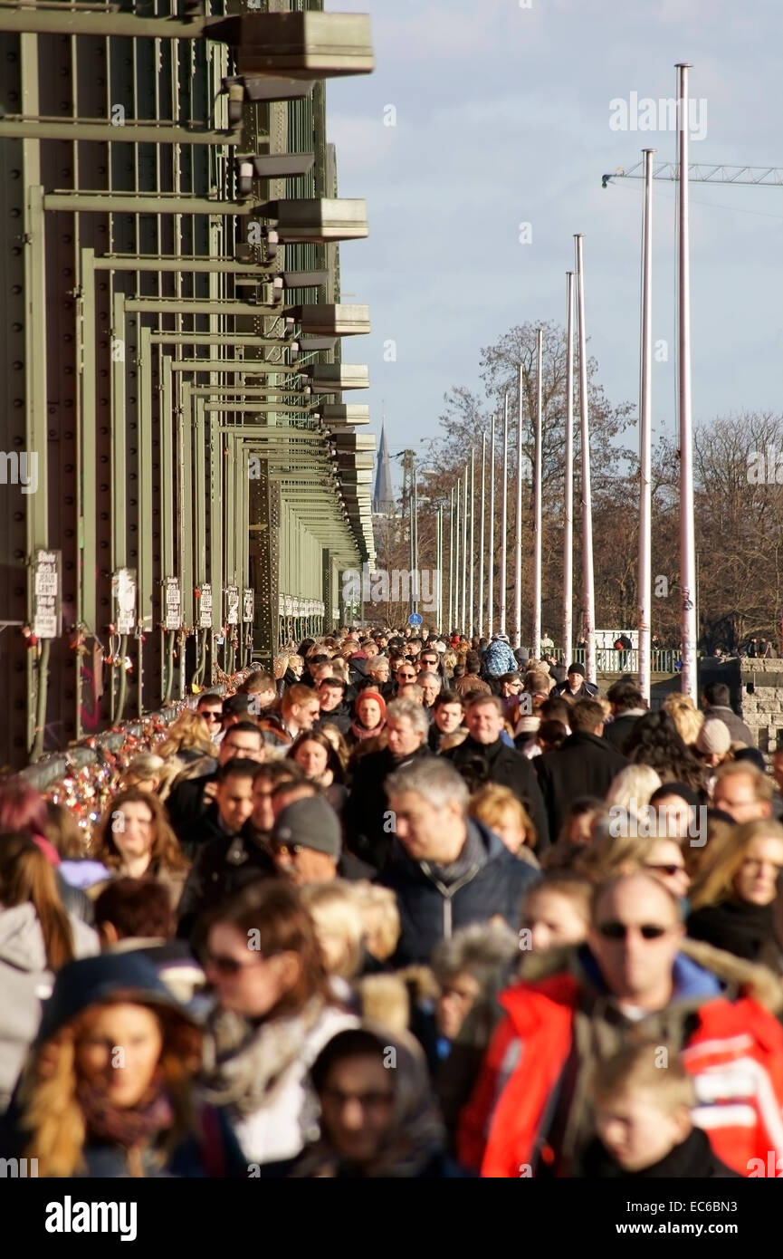 Crowd on the bridge Stock Photo - Alamy