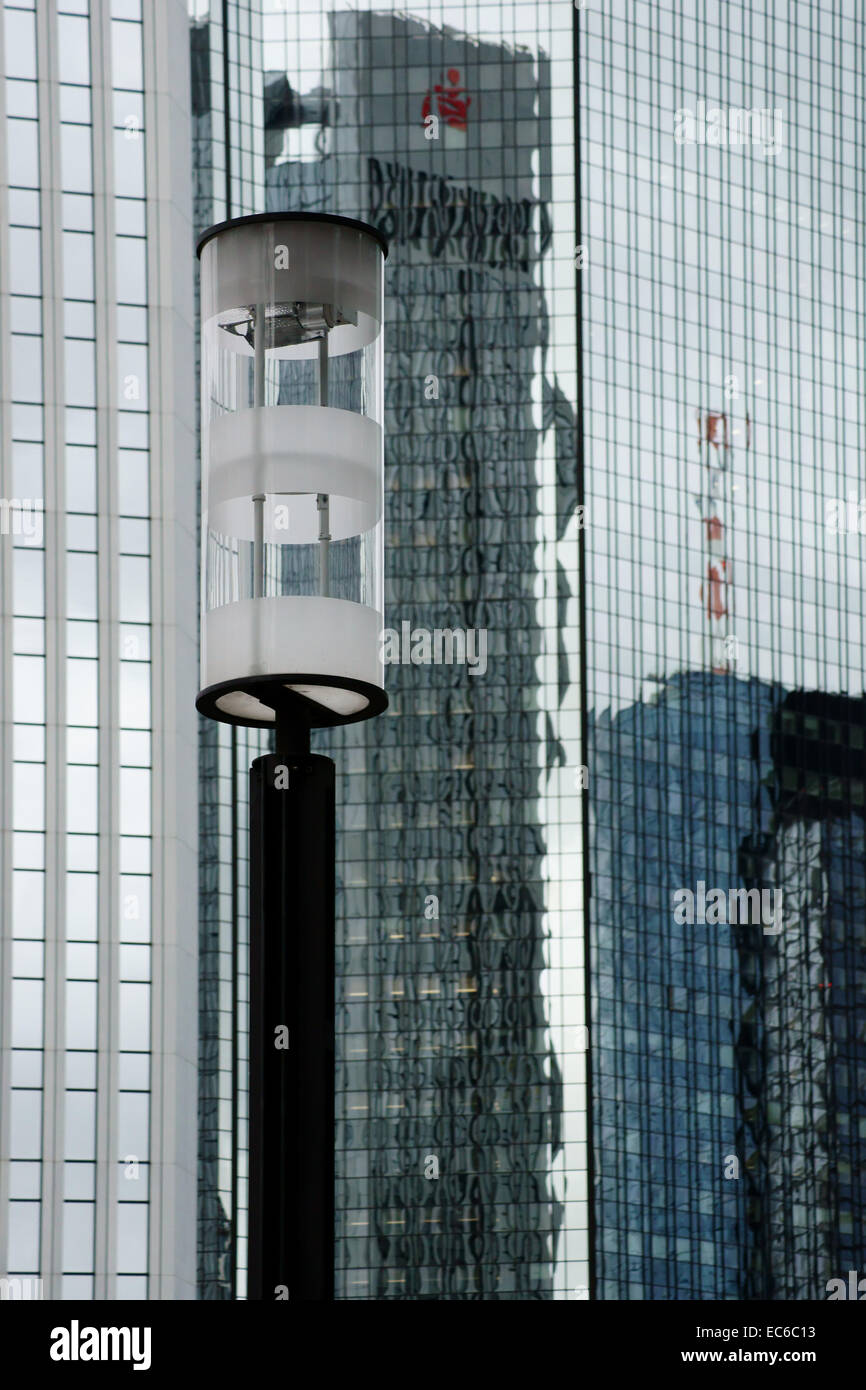 Lantern in front of abstract a abstract skyscraper facade Stock Photo ...