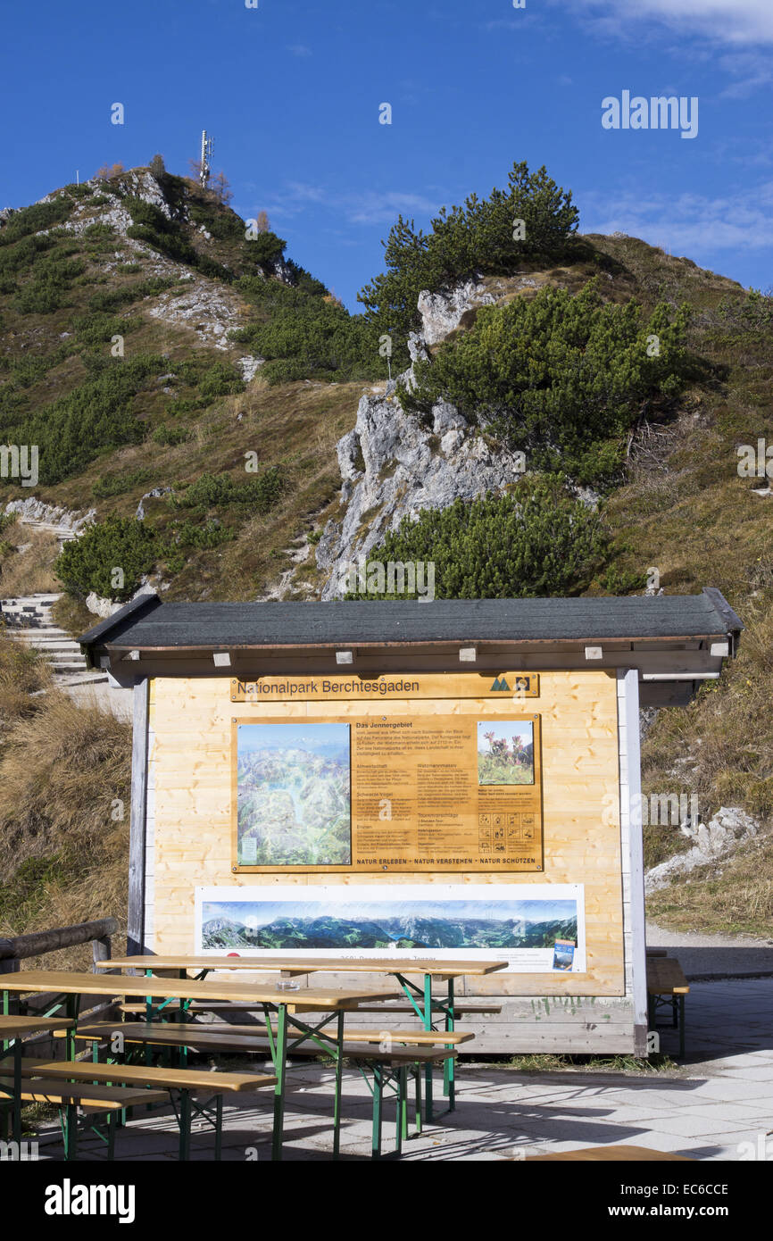 View from the Jennerbahn cableway station to the summit of Mt. Jenner ...