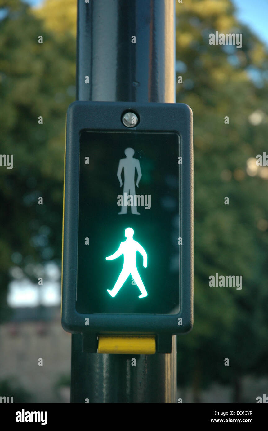 Green Man at a pedestrian crossing Stock Photo - Alamy